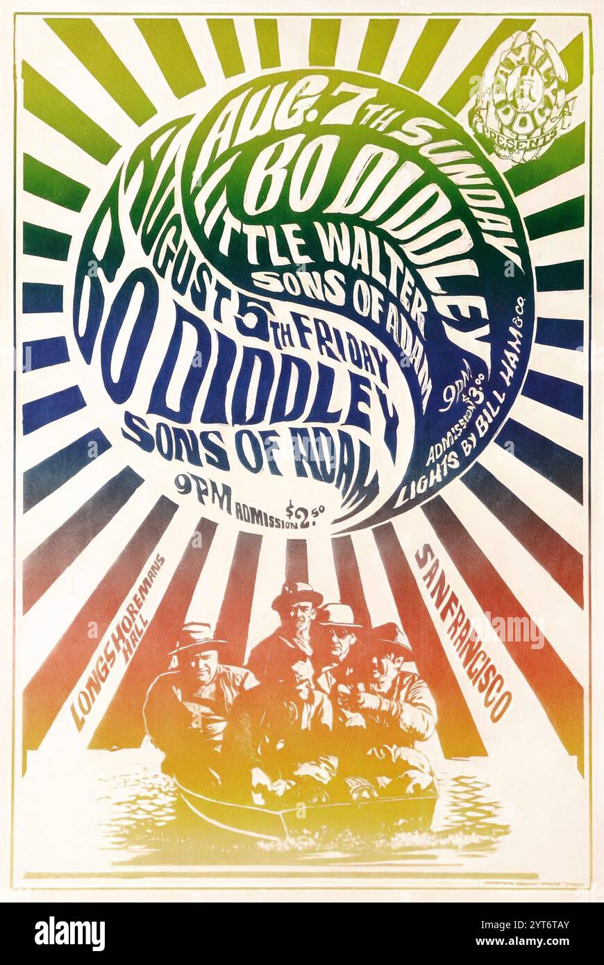 Bo Diddley "Five Men in a Boat" Avalon Concert Poster (Family Dog ...