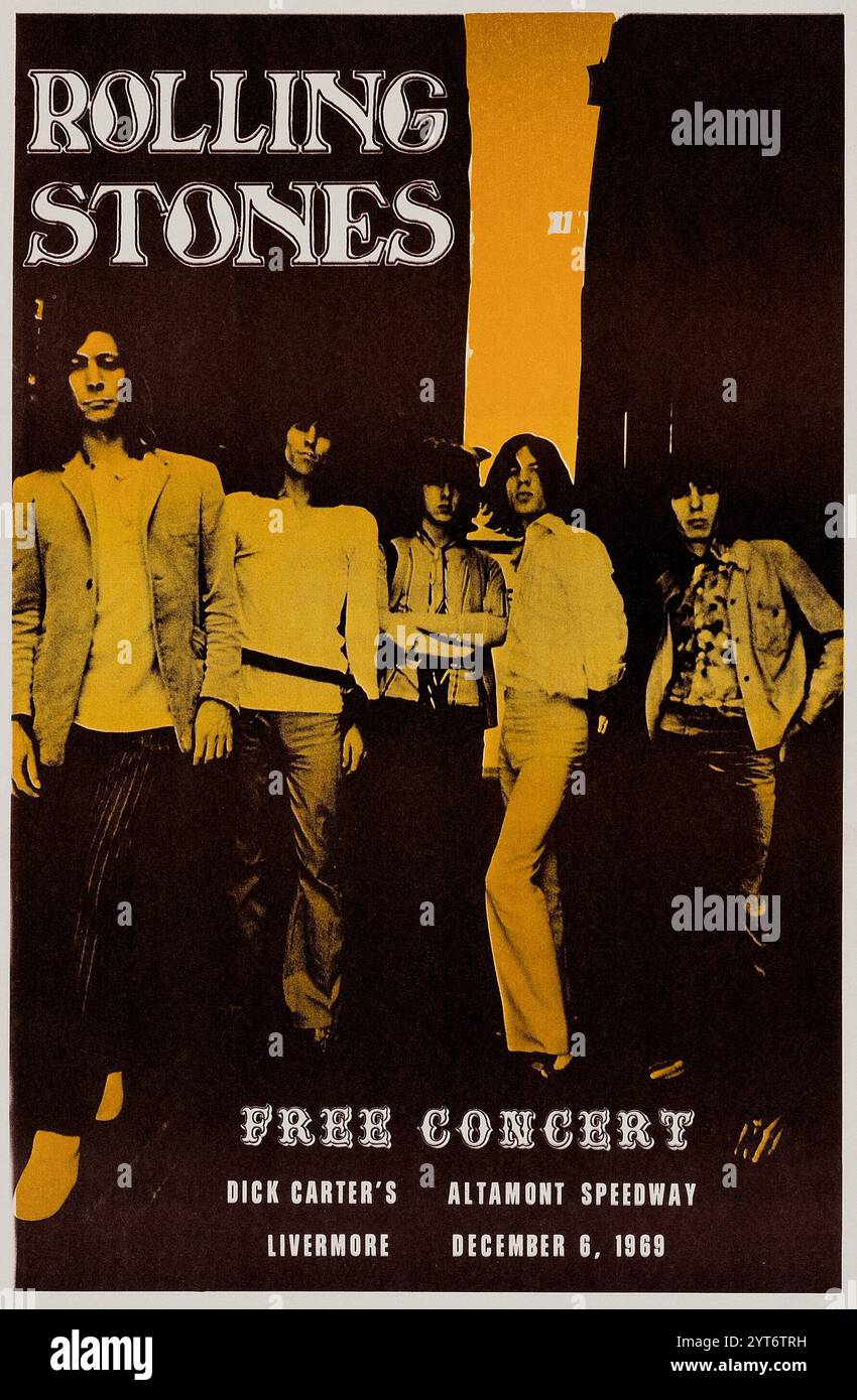 Rolling Stones concert poster, free concert, Altamont Speedway ...