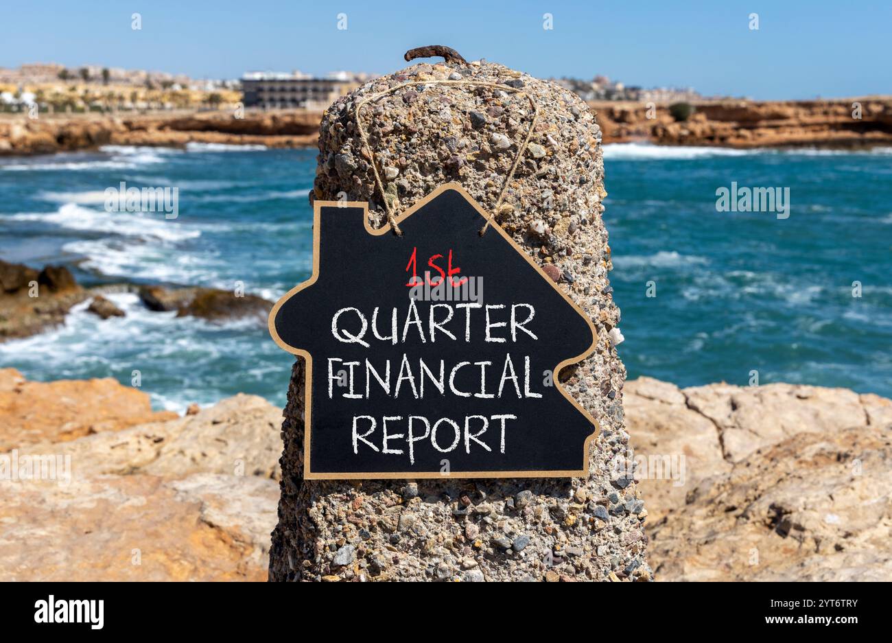 1st quarter financial report symbol. Concept words 1st quarter ...
