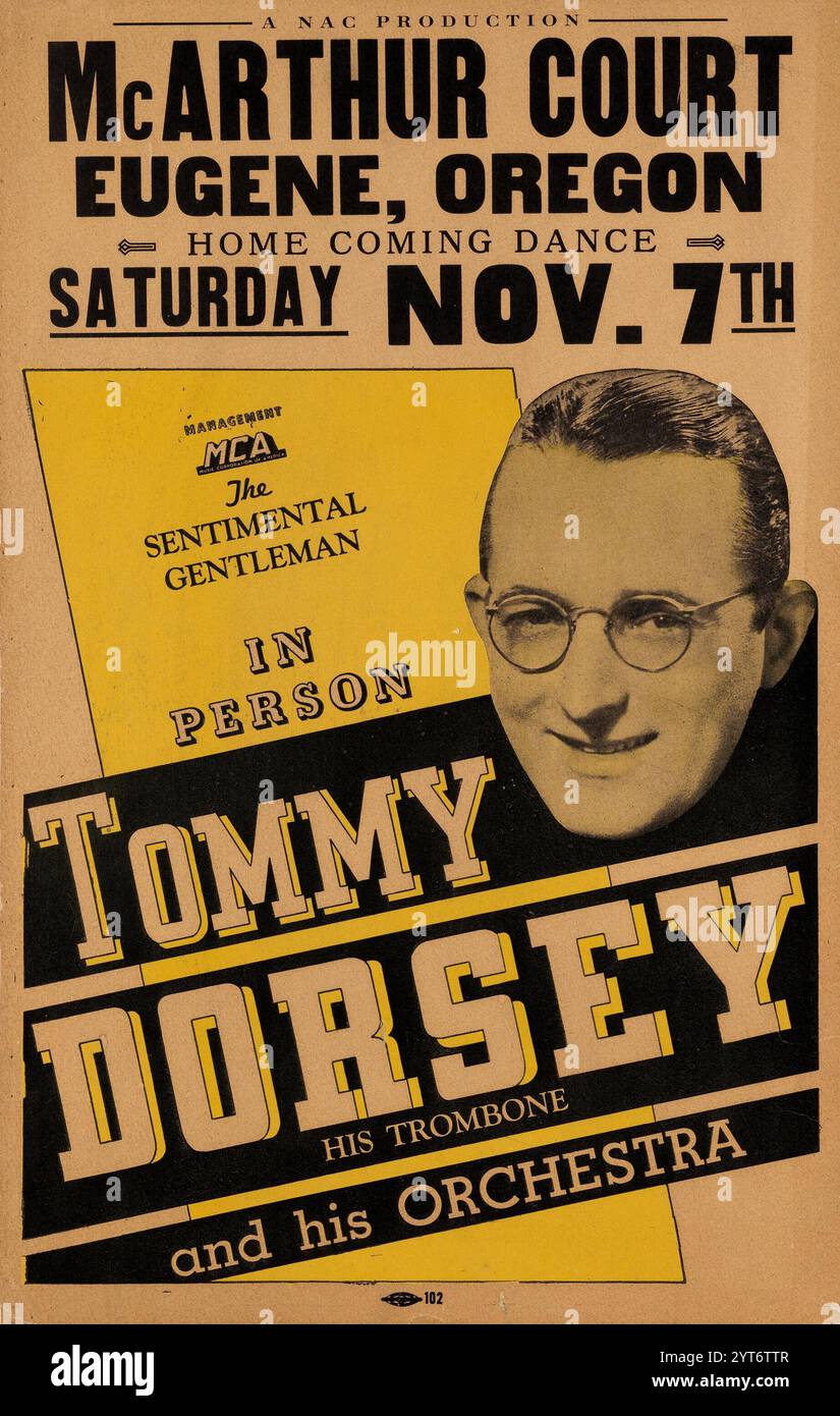 Tommy Dorsey his trombone and his orchestra - 1942 Eugene, McArthur Court, Eugene, Oregon ...