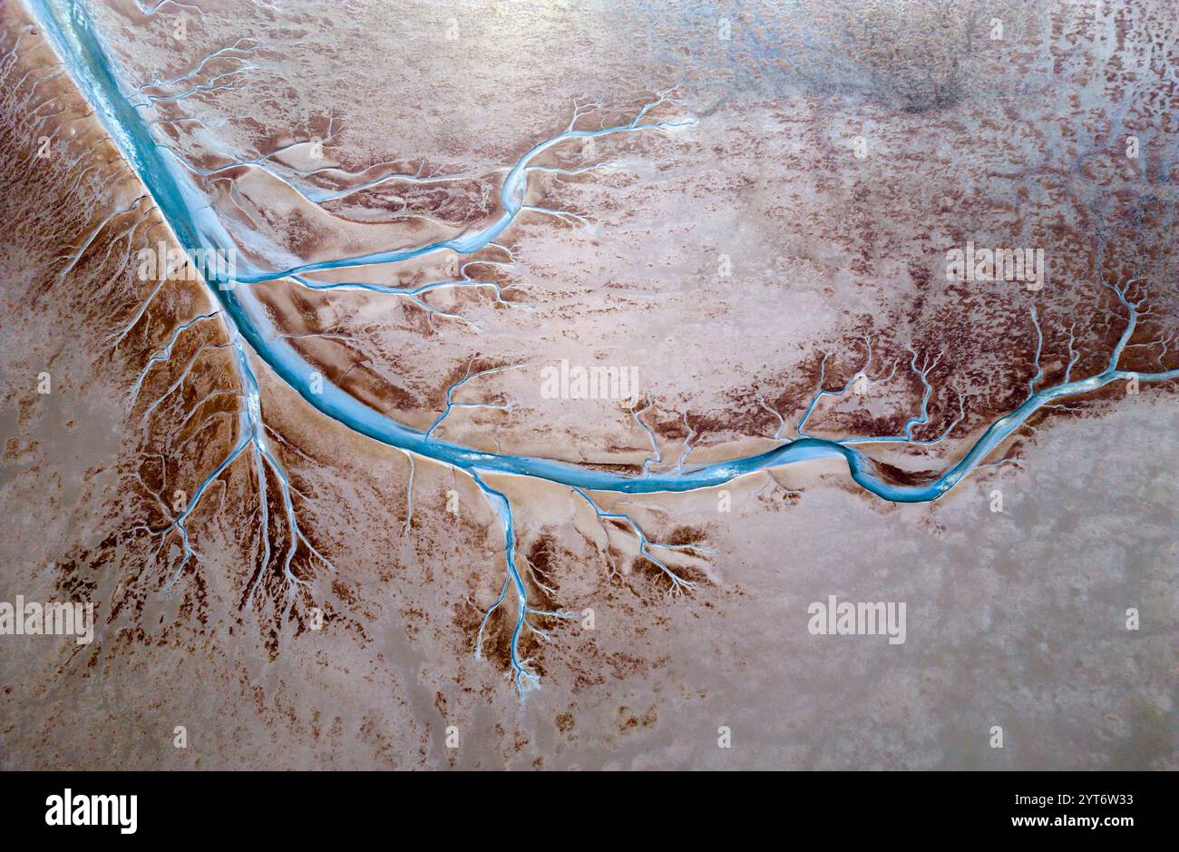 Aerial view of the tidal channels showing a fractal like structure, The ...