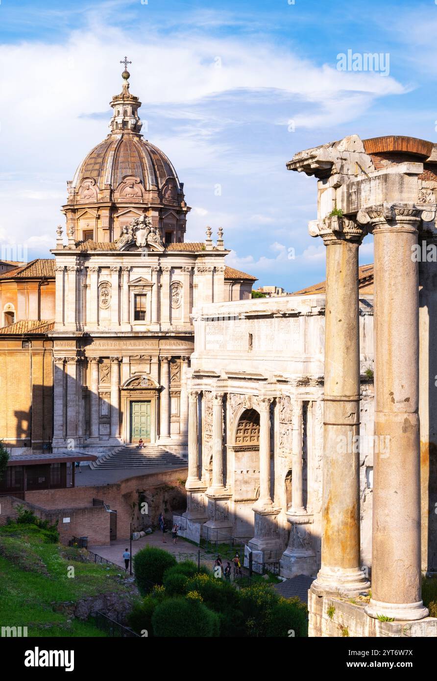 View towards (left to right) the Church of Santi Luca e Martina, Arch ...