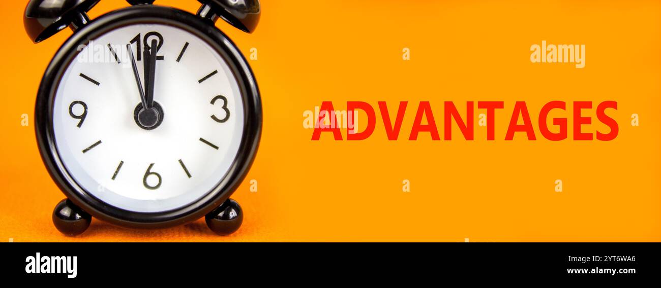 Advantages symbol. Concept word Advantages on beautiful orange paper ...