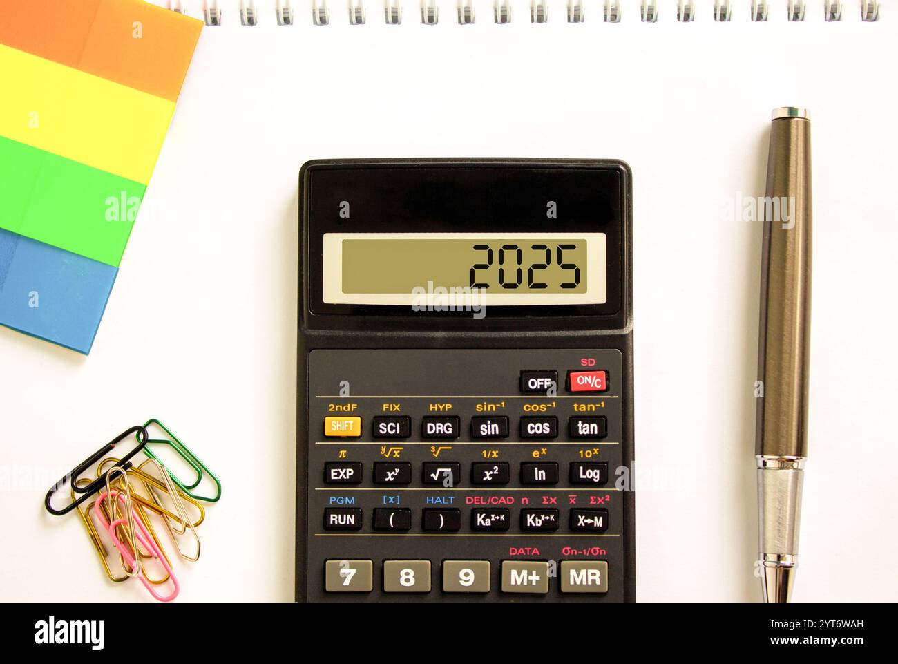 Business concept of 2025 new year symbol. Beautiful black calculator ...