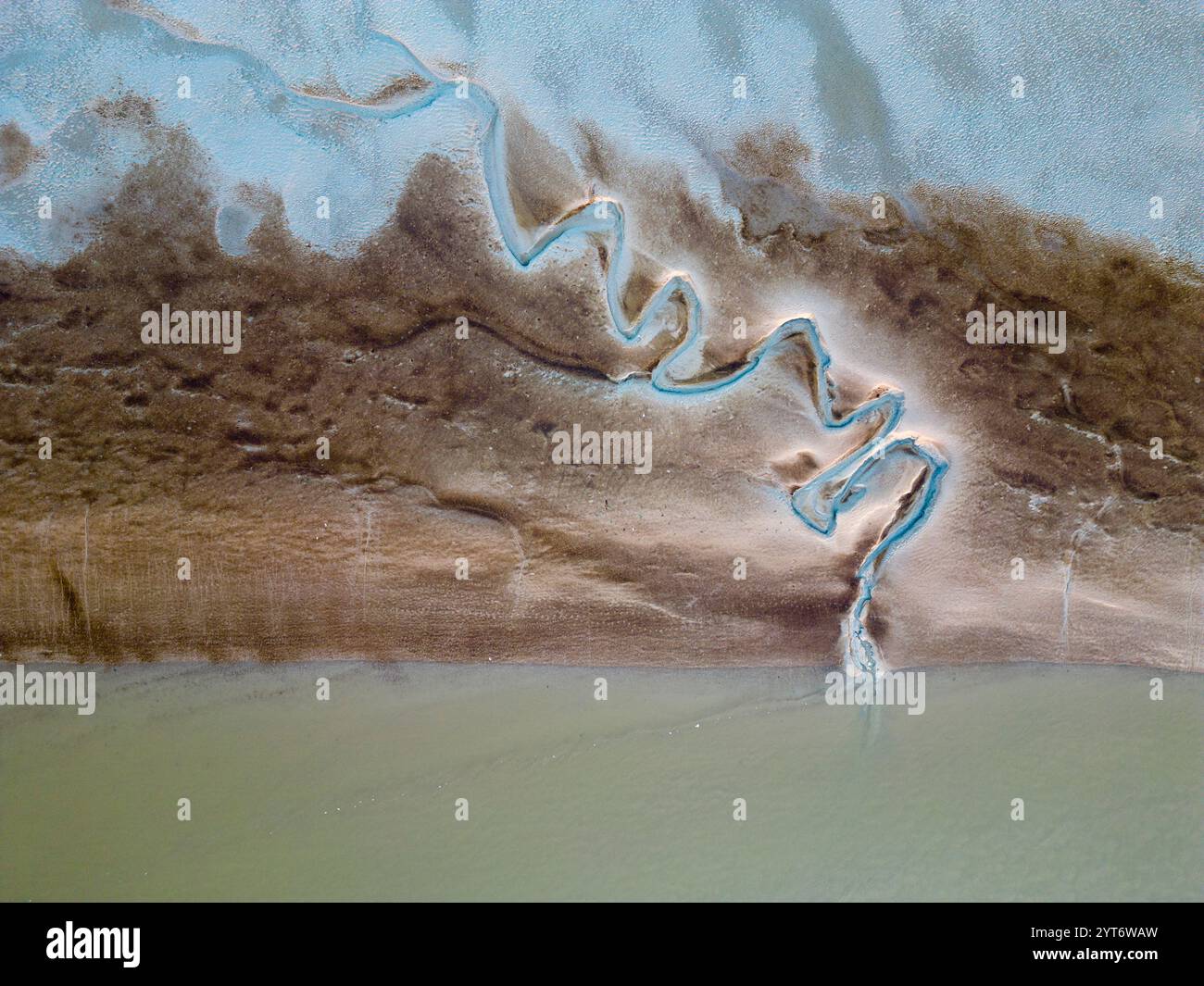 Aerial view of the tidal channels showing a fractal like structure, The ...