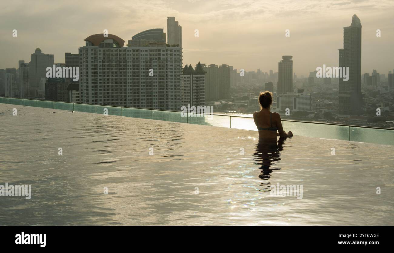 Golden sunset infinity pool in hi-res stock photography and images - Alamy
