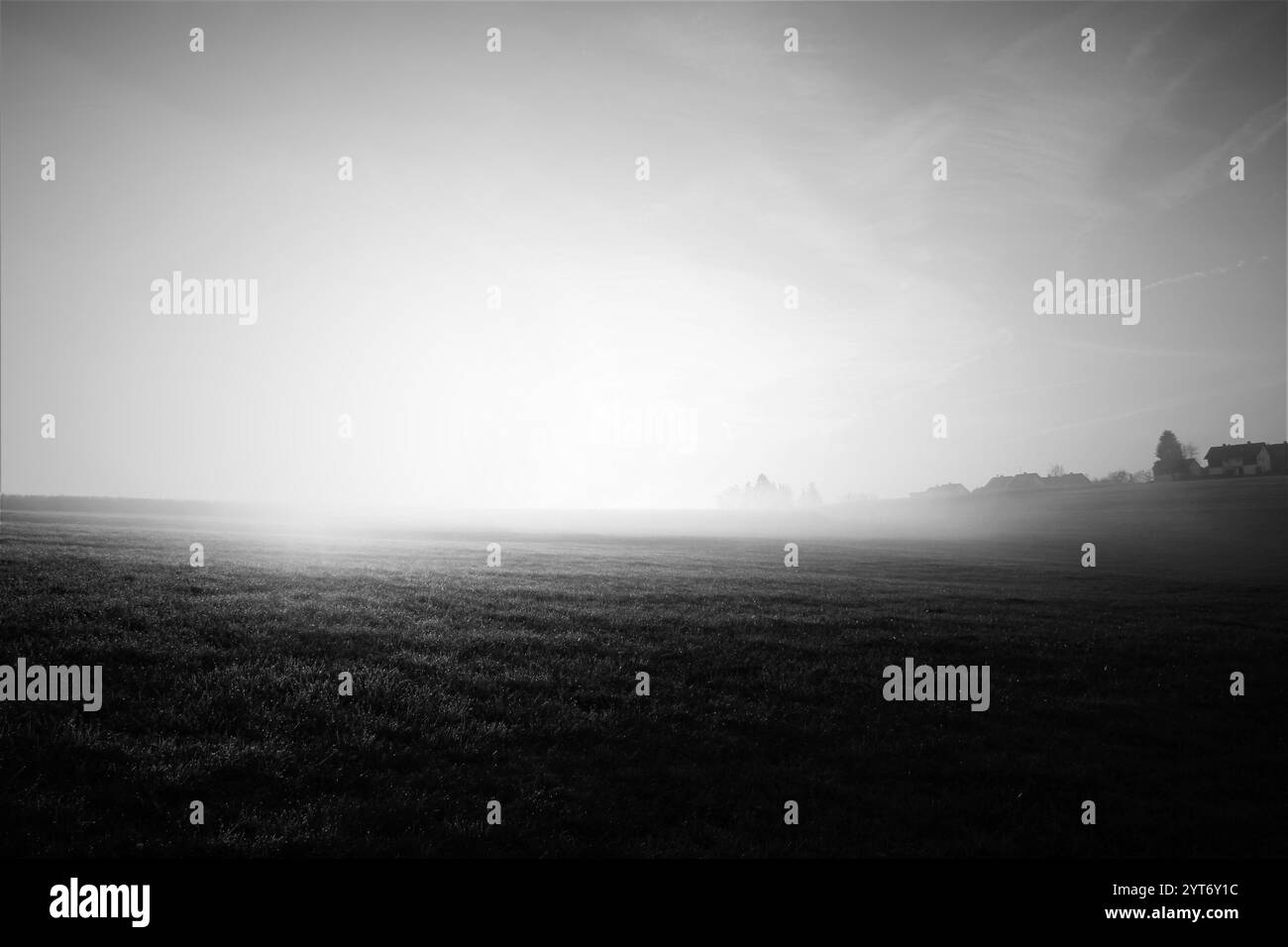 Rural landscape in the morning fog Stock Photo - Alamy