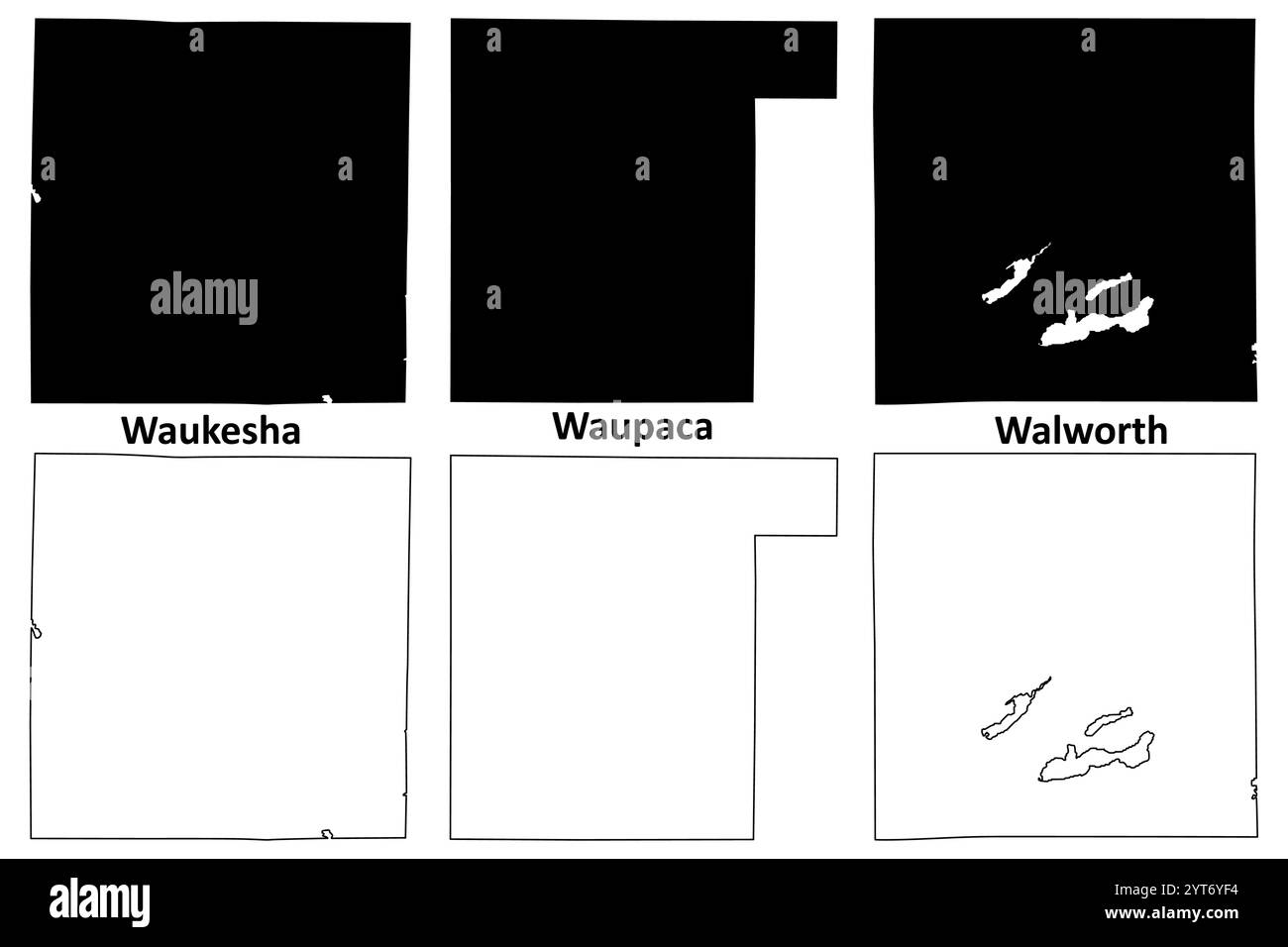 Walworth, Waupaca and Waukesha County, State of Wisconsin (U.S. county ...
