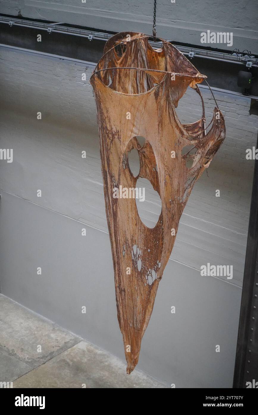 Open Wound with fabric hanging sculptures and mechanical installations ...