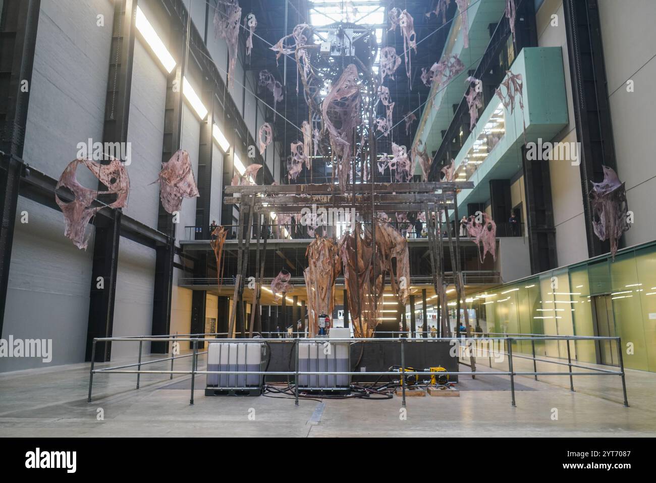 Open Wound with fabric hanging sculptures and mechanical installations ...