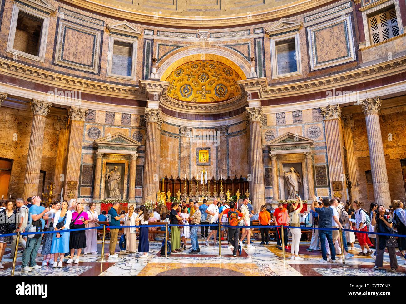 The interior of the Pantheon, a former Roman temple, and now a Catholic ...