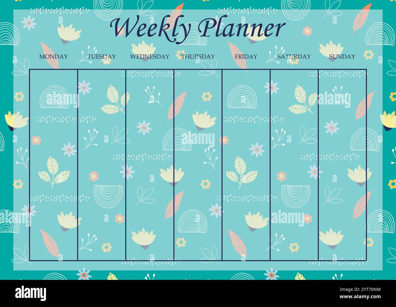 Weekly planner list worksheet design template. Blank printable goal ...