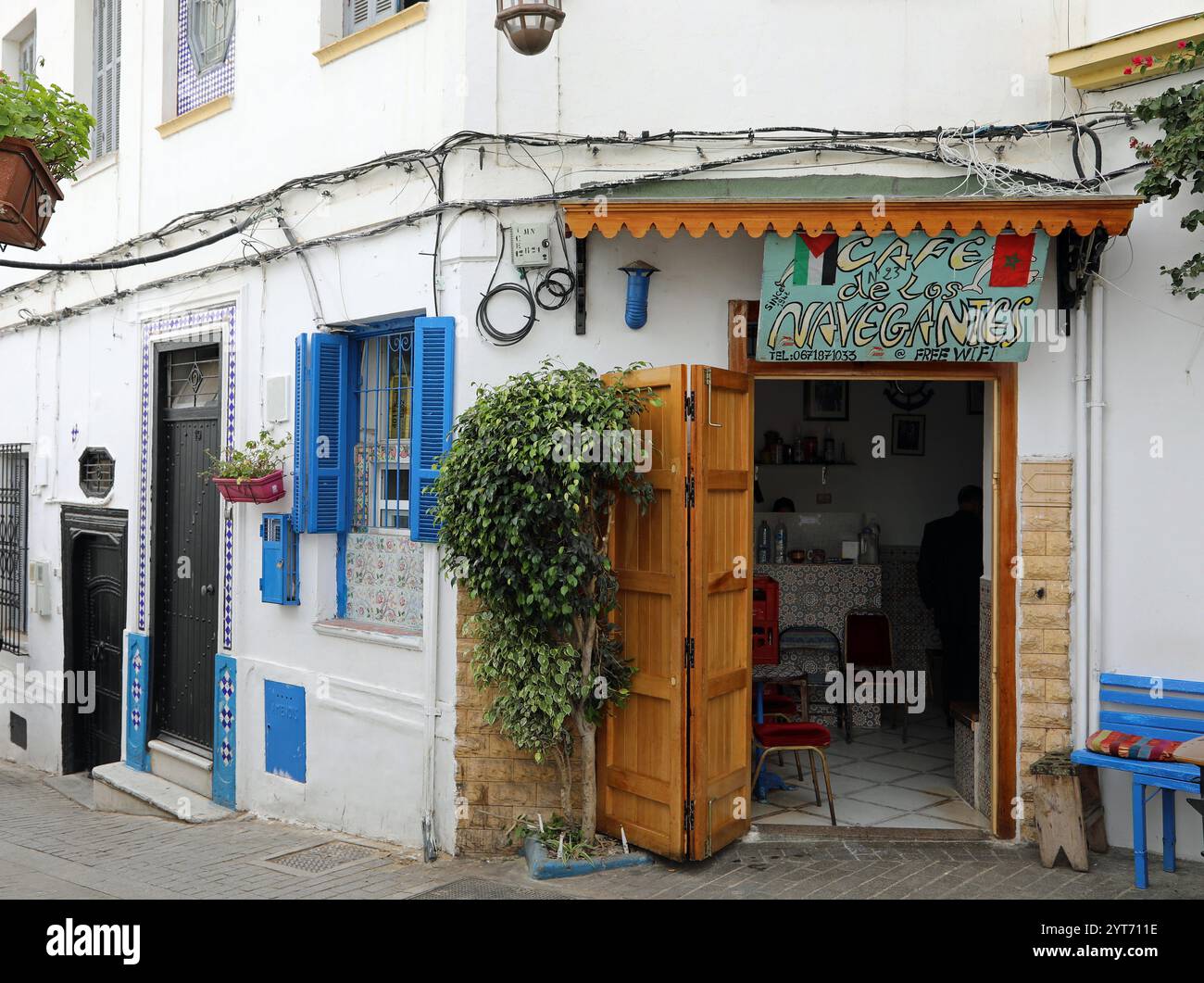 Cafe de Los Navegantes in Tangier Stock Photo - Alamy
