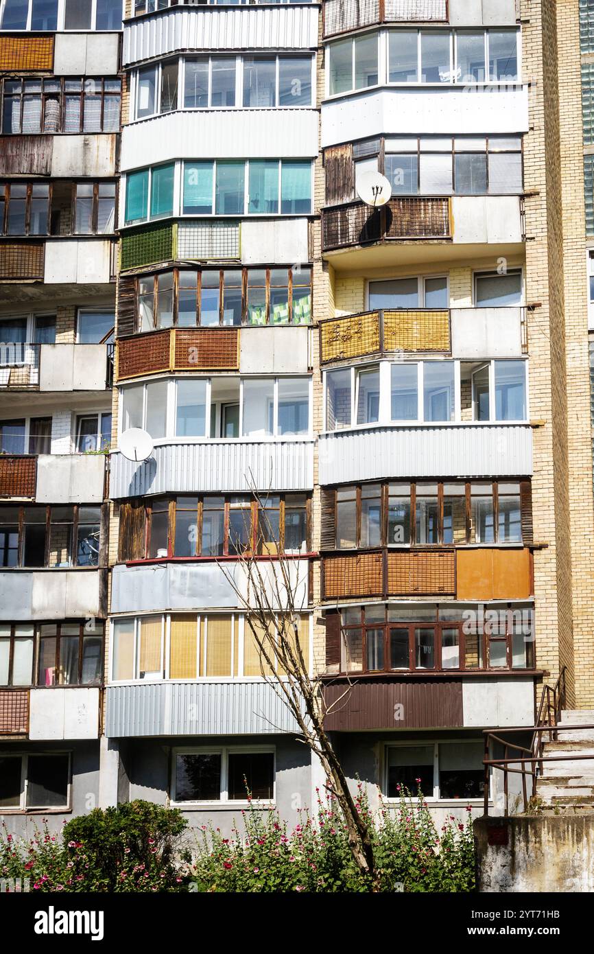 Soviet era architecture style of living district in Vilnius, Lithuania ...