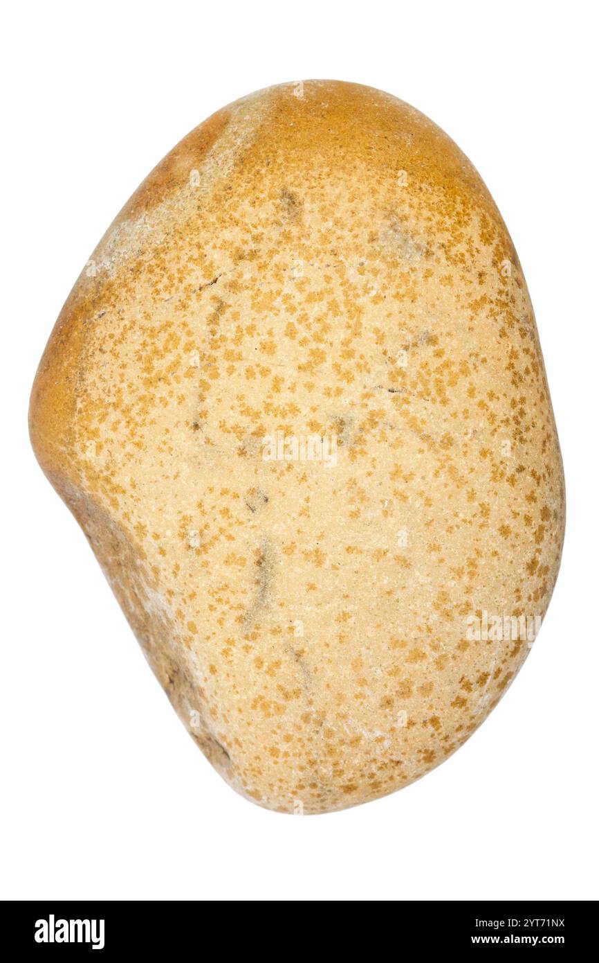 Top view of single yellow pebble isolated on white background Stock ...