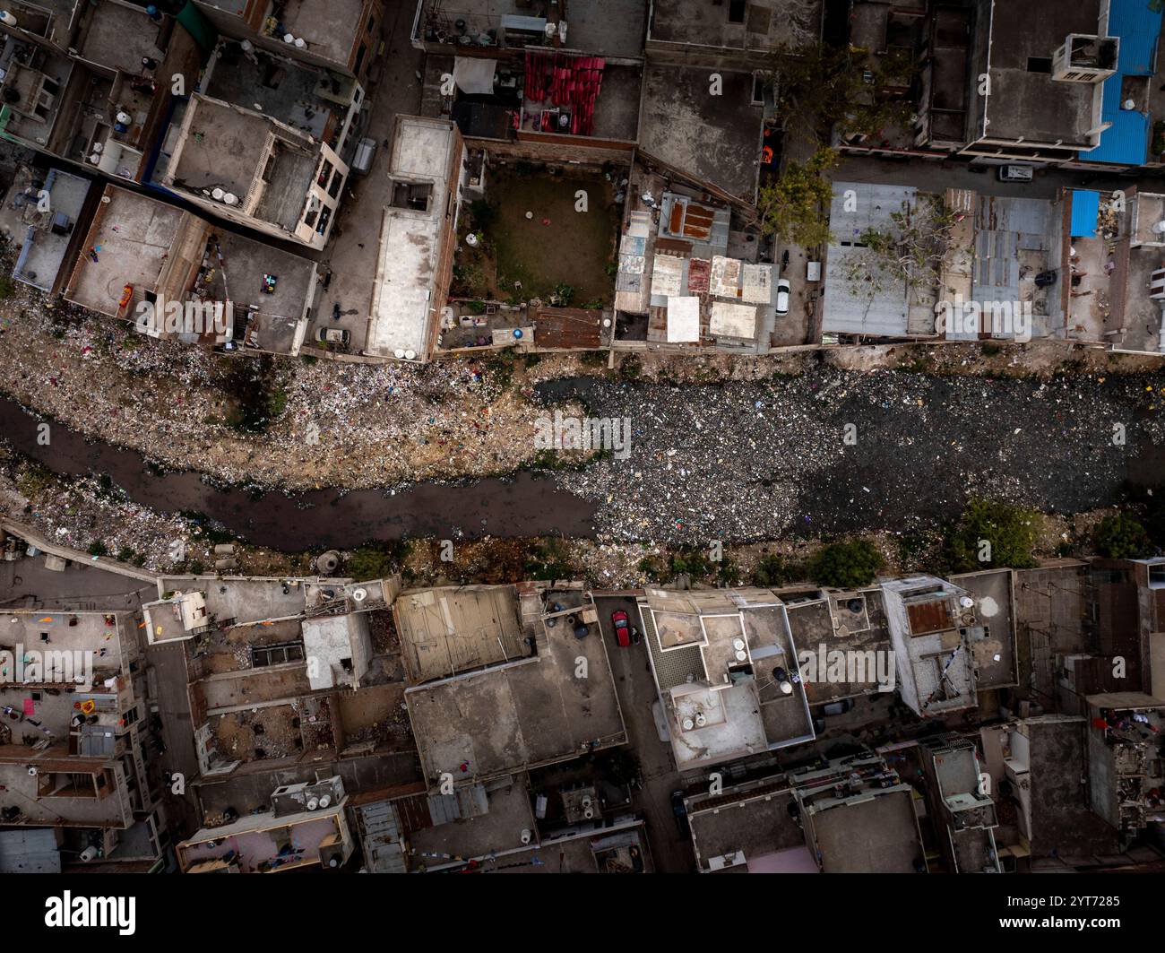 Jaipur, India, Littered river, aerial view Stock Photo - Alamy