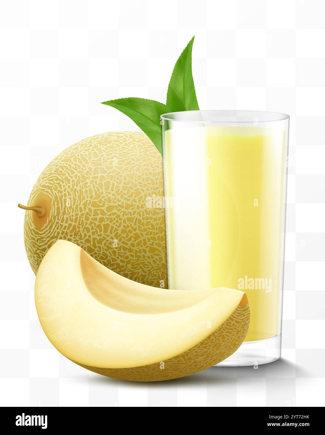 A glass of fresh melon juice or smoothie. Cup of cocktail or yogurt ...