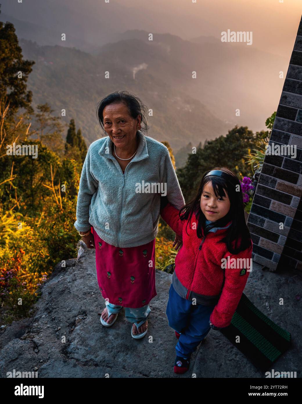 Darjeeling in the Himalayas, Northern India, tea plantations, woman and ...