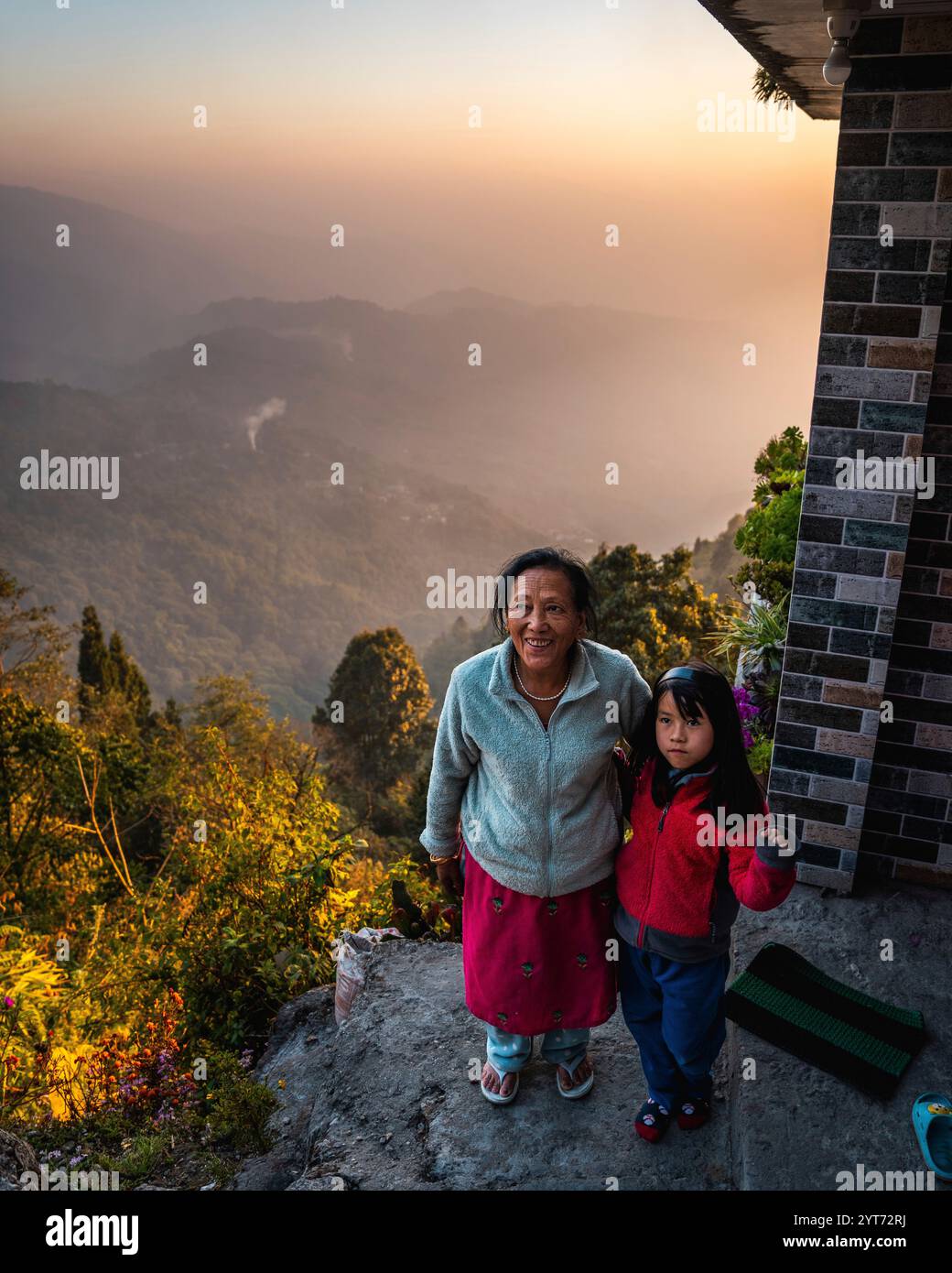Darjeeling in the Himalayas, Northern India, tea plantations, woman and ...