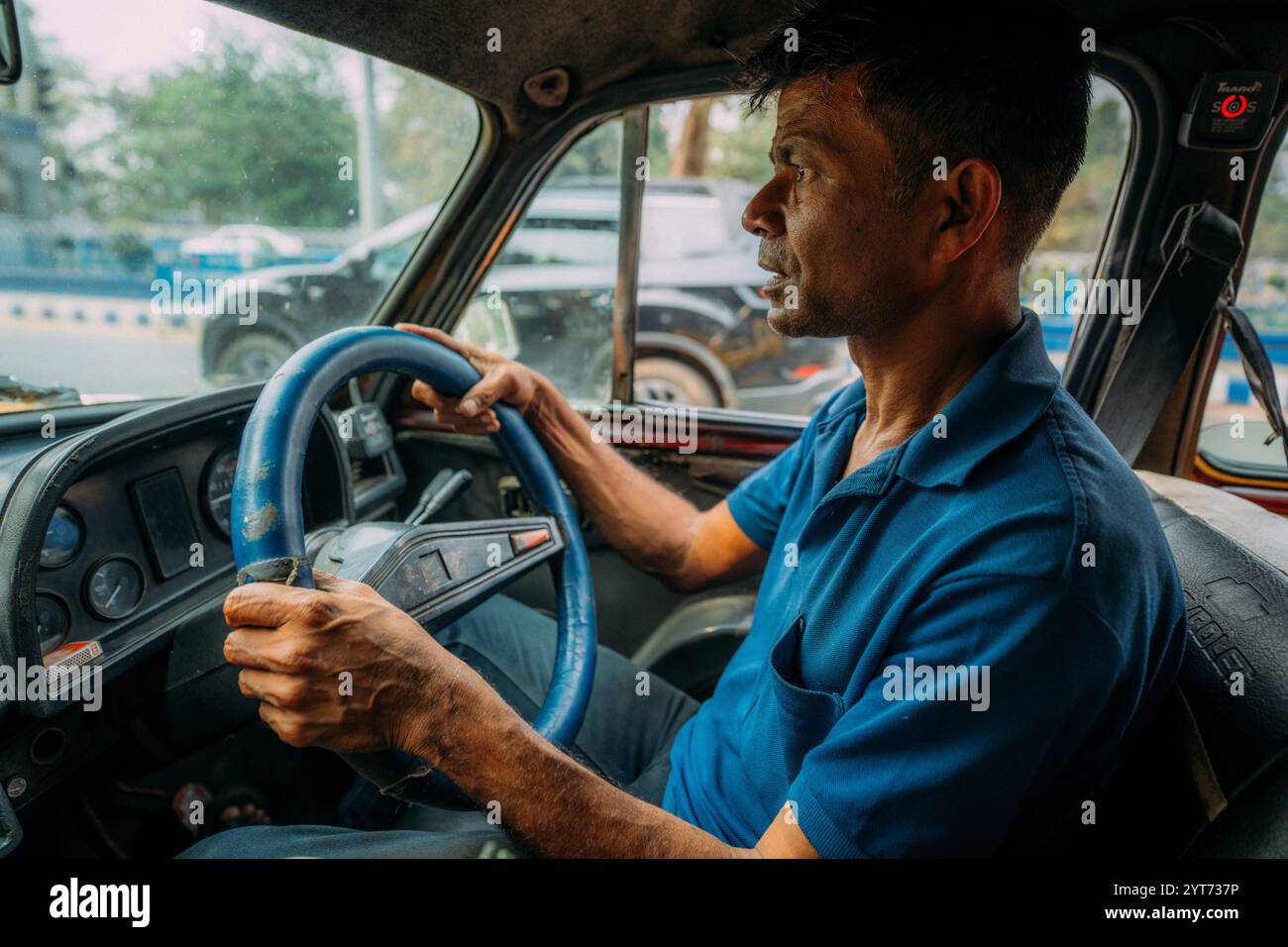 Taxi cab driver steering wheel hi-res stock photography and images - Alamy