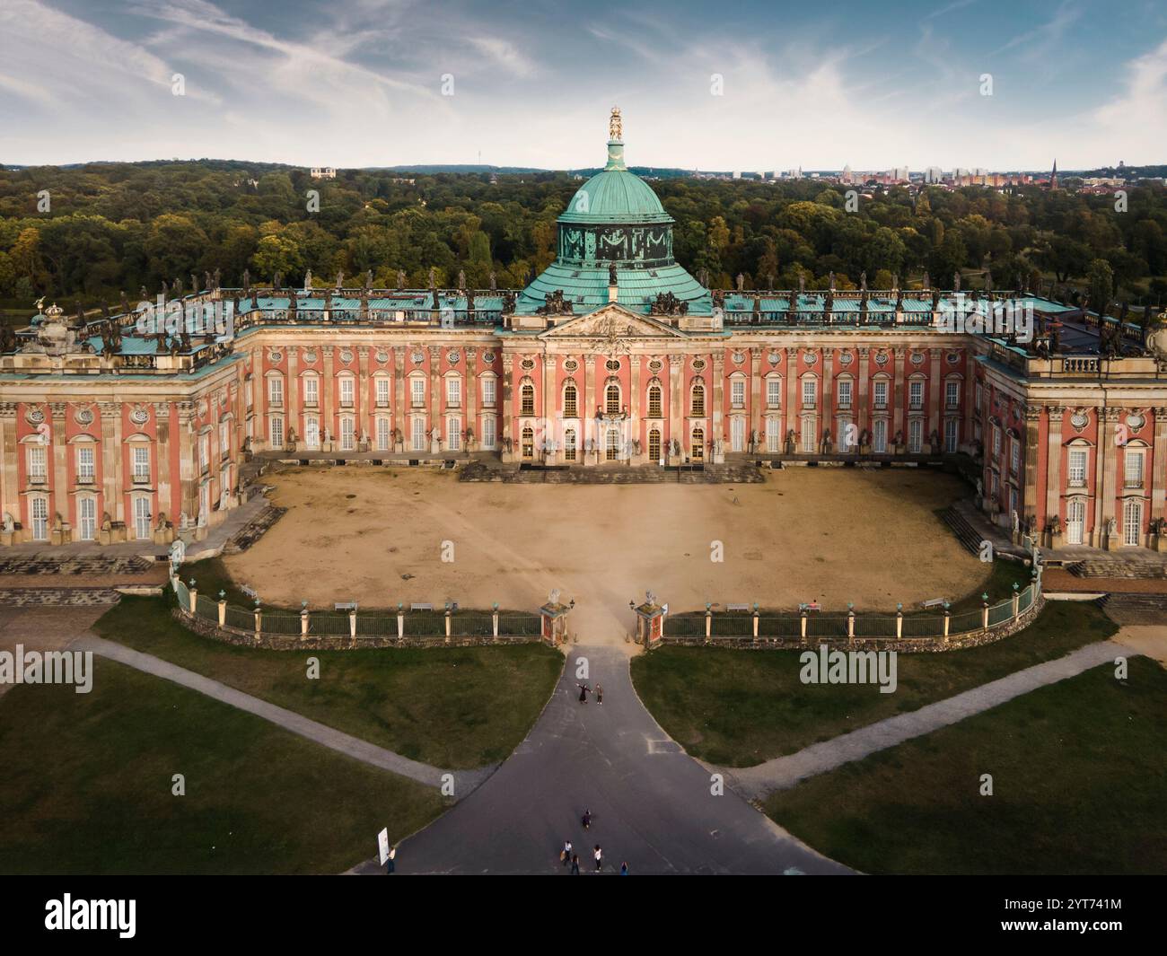 Stunning aerial view of Castle Sanssouci, a magnificent baroque palace ...
