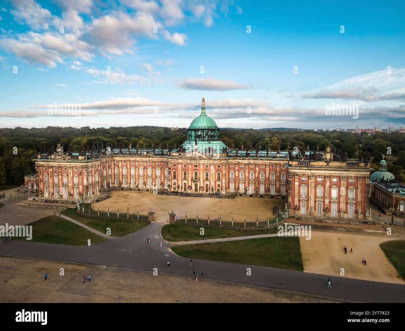 Stunning aerial view of Castle Sanssouci, a magnificent baroque palace ...