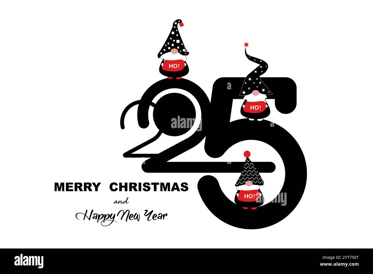 2025 New Year and Magic Christmas Gnomes logo design. Ho Ho Ho Santa ...