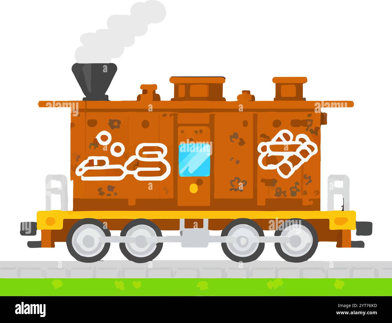 A classic train traveling across a scenic railway, symbolizing ...