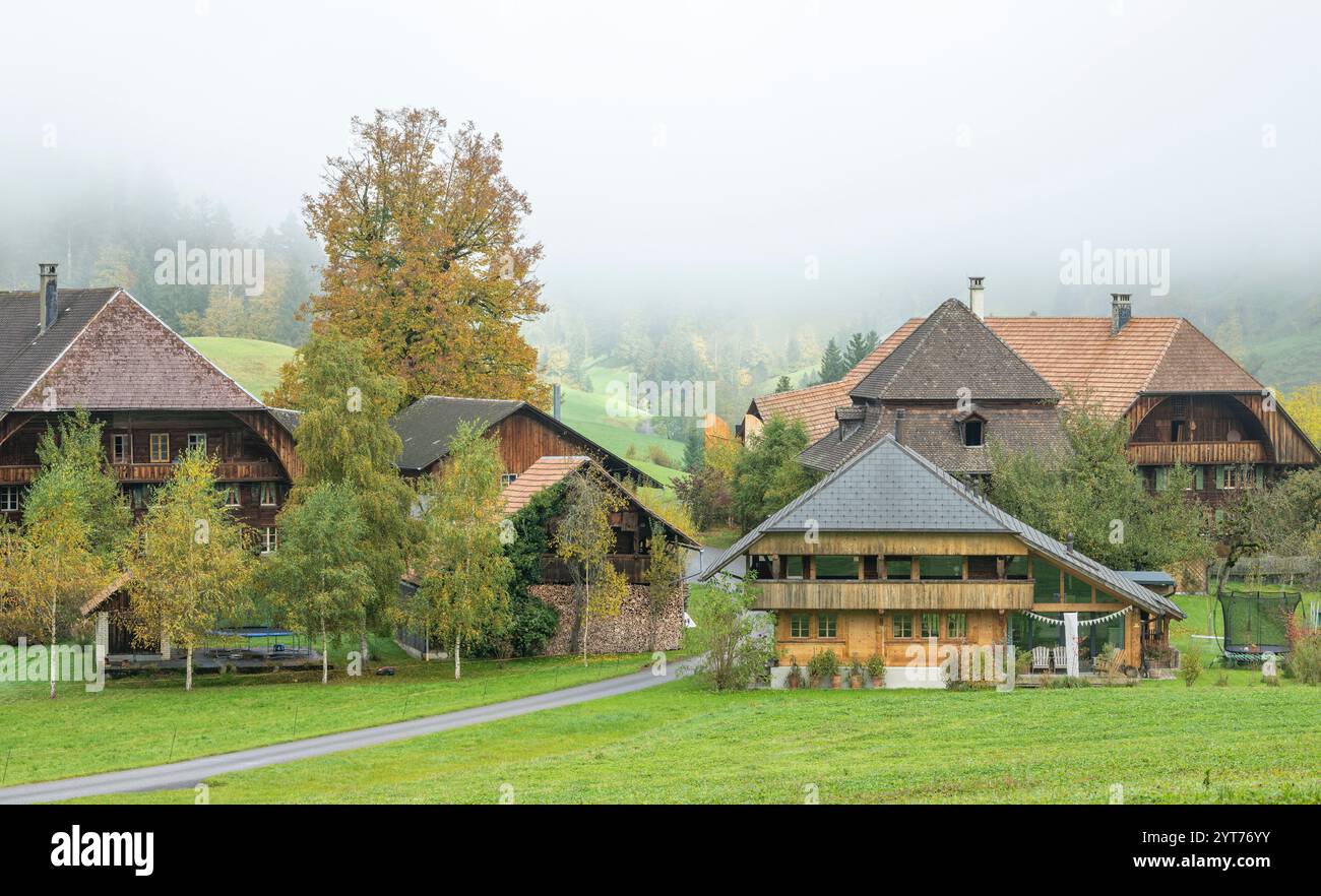 Small village in the Emmental with typical wooden houses. Canton of ...
