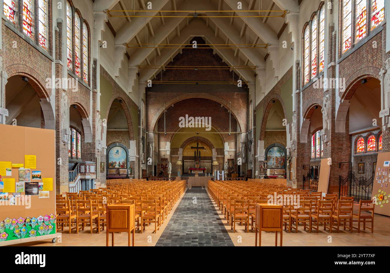 Zonnebeke - Passendale, Church of Our Lady in Zonnebeke, built of brick according to a design by ...