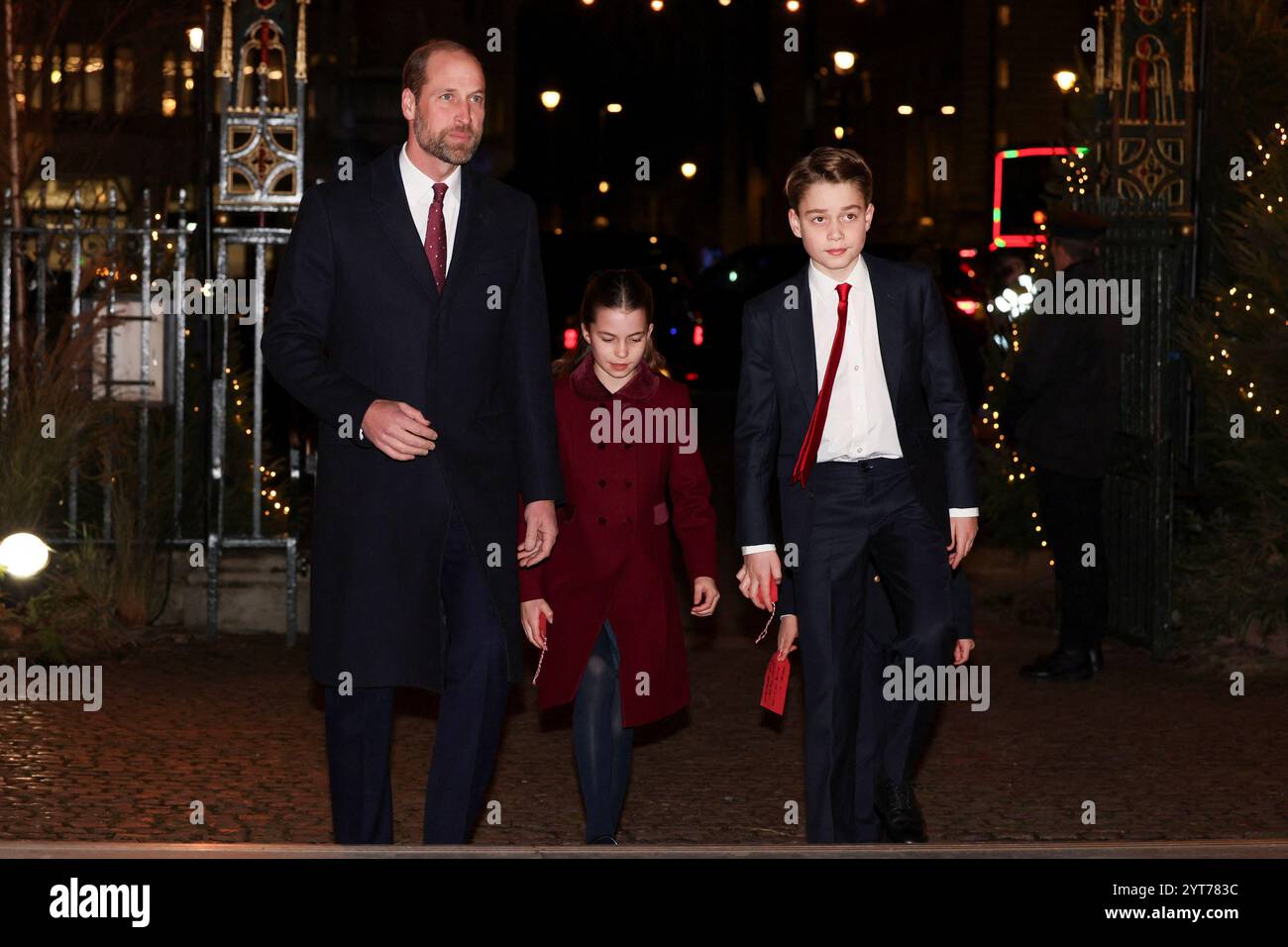 The Prince of Wales, Princess Charlotte, and Prince George arrive for the Together At Christmas ...