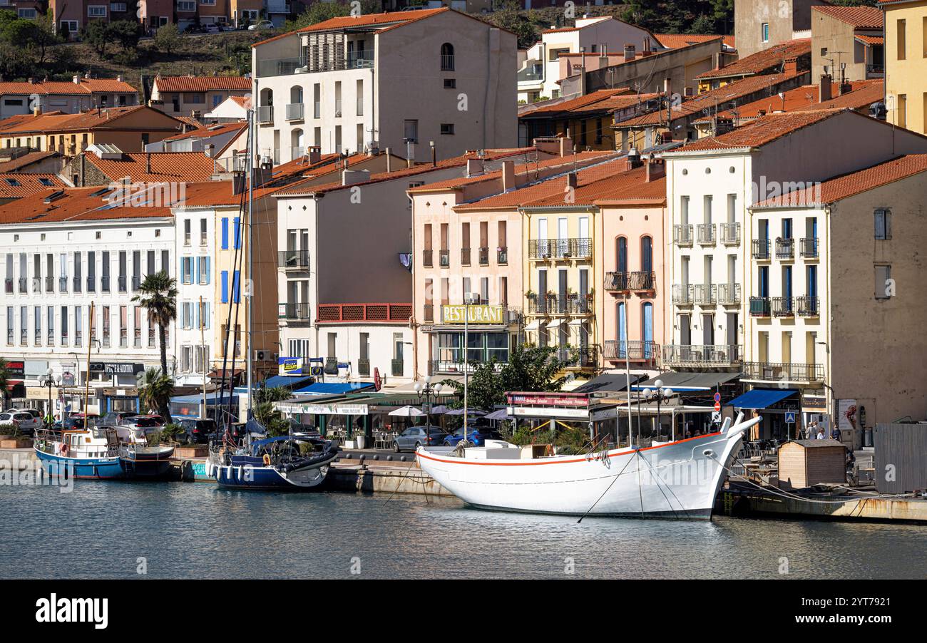 Boats in the harbor of Port-Vendres, Pyrenees Orientales, Occitania ...