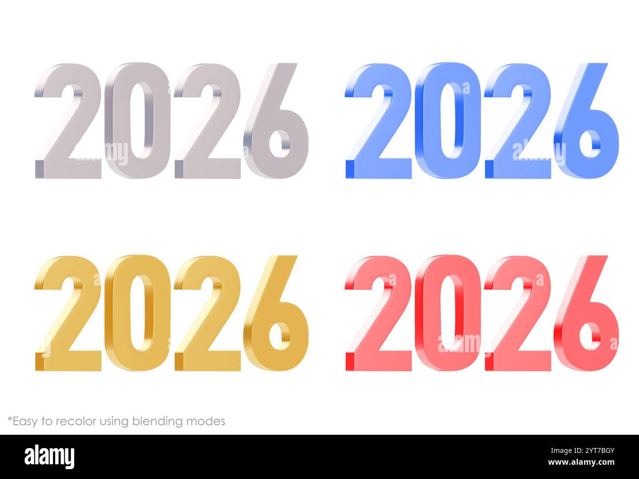 Set of 3D elegant and modern numbers 2026. A variation of different ...