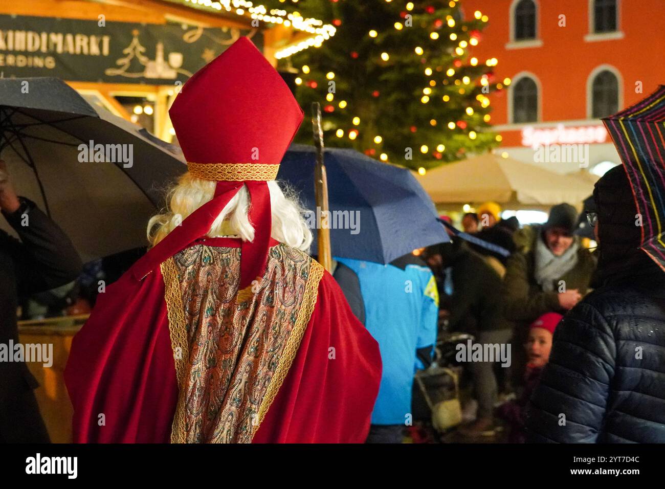 Erding, Bavaria, Germany - December 6, 2024: St. Nicholas with mitre ...
