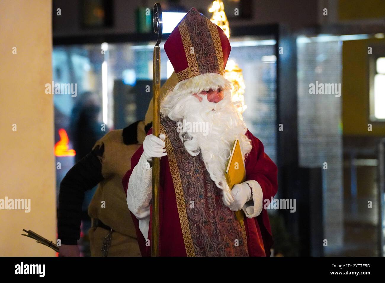 Erding, Bavaria, Germany - December 6, 2024: St. Nicholas with mitre ...