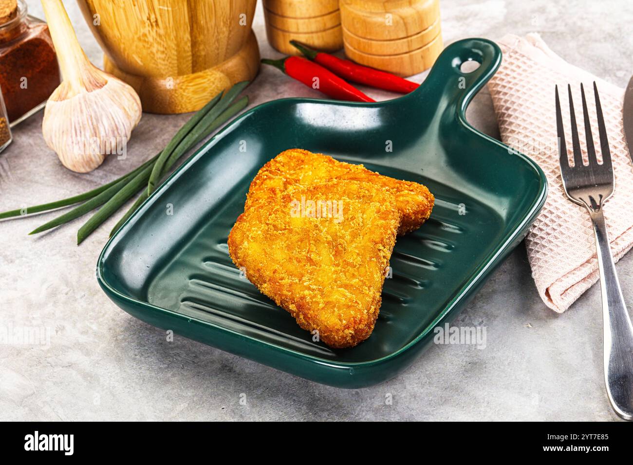 Fried potato hash brown snack for breakfast Stock Photo - Alamy