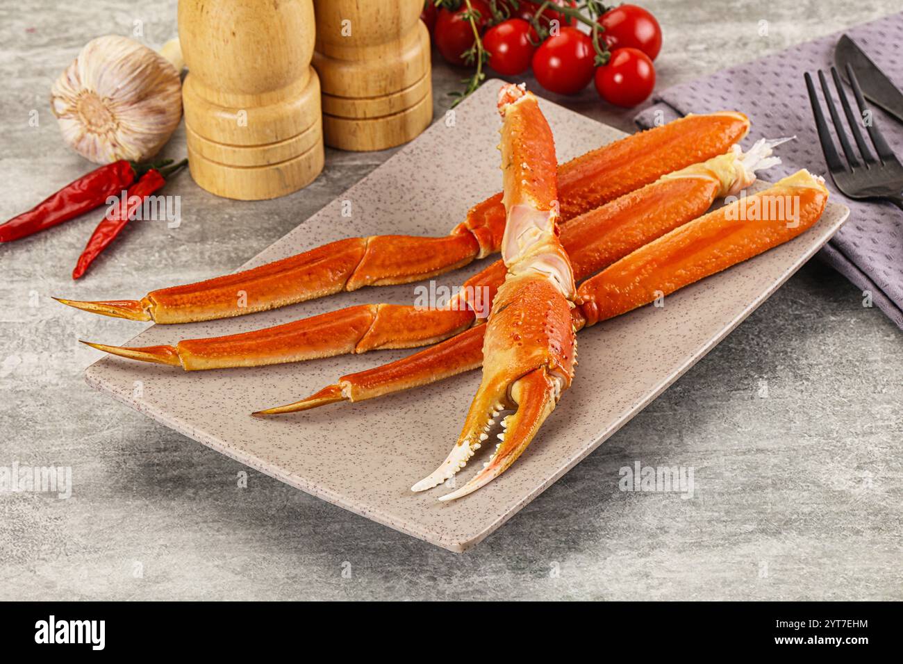 Delicous luxury boiled crab claw legs Stock Photo - Alamy