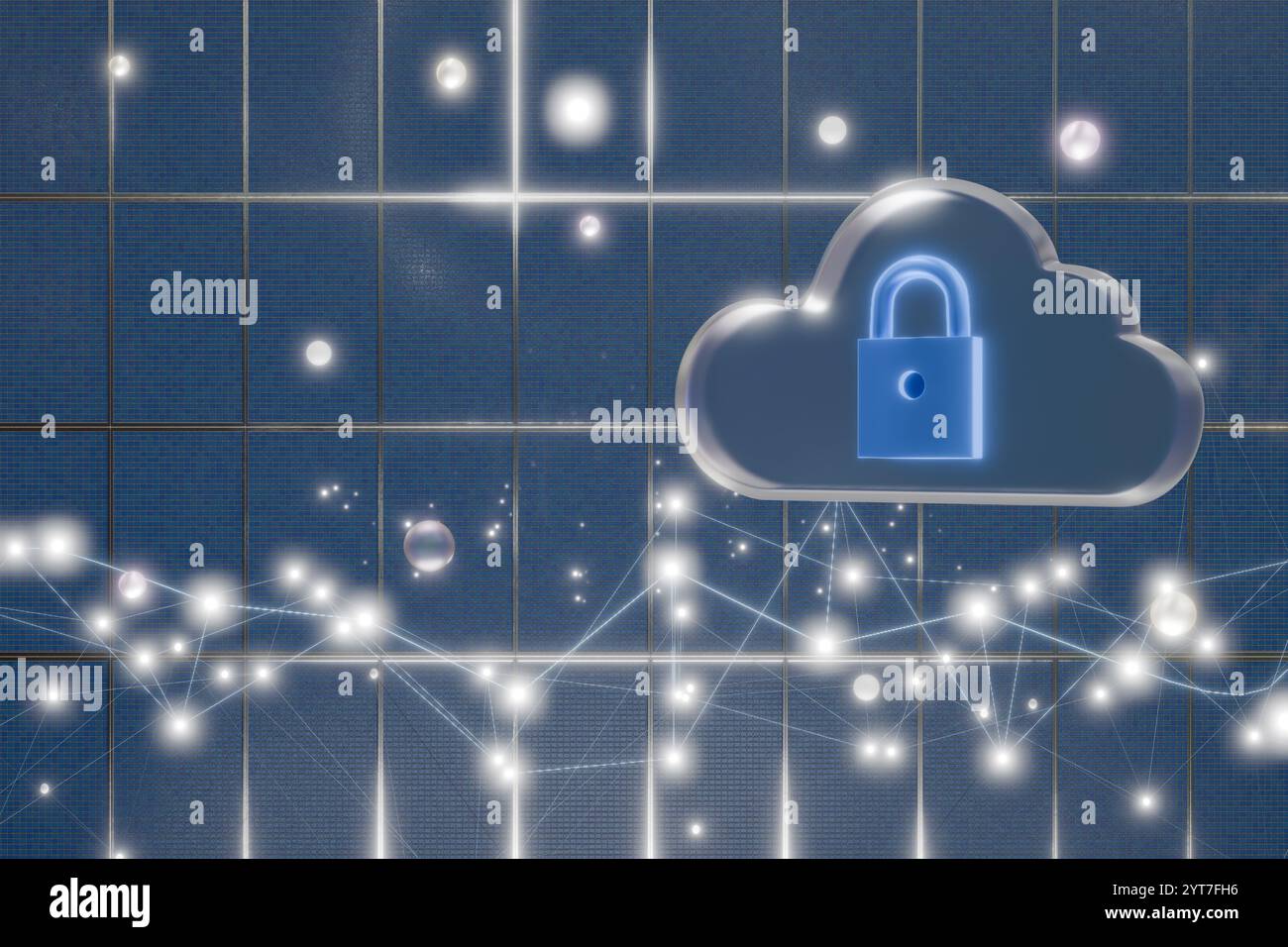 Cloud security graphic featuring a padlock, representing data ...