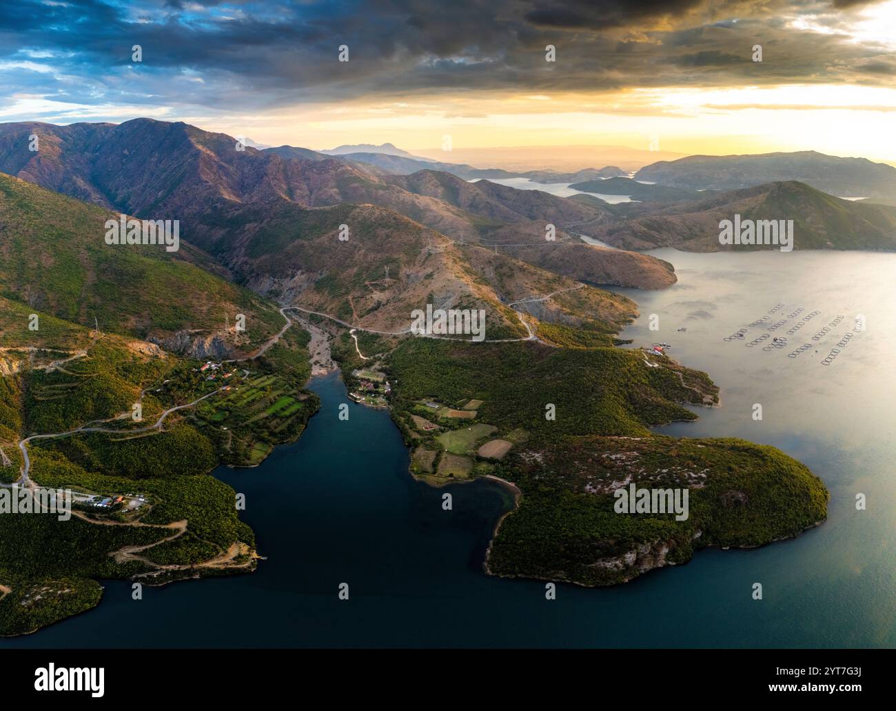 Komani Lake on the Drin River between Skohdra and Koman in Northern ...