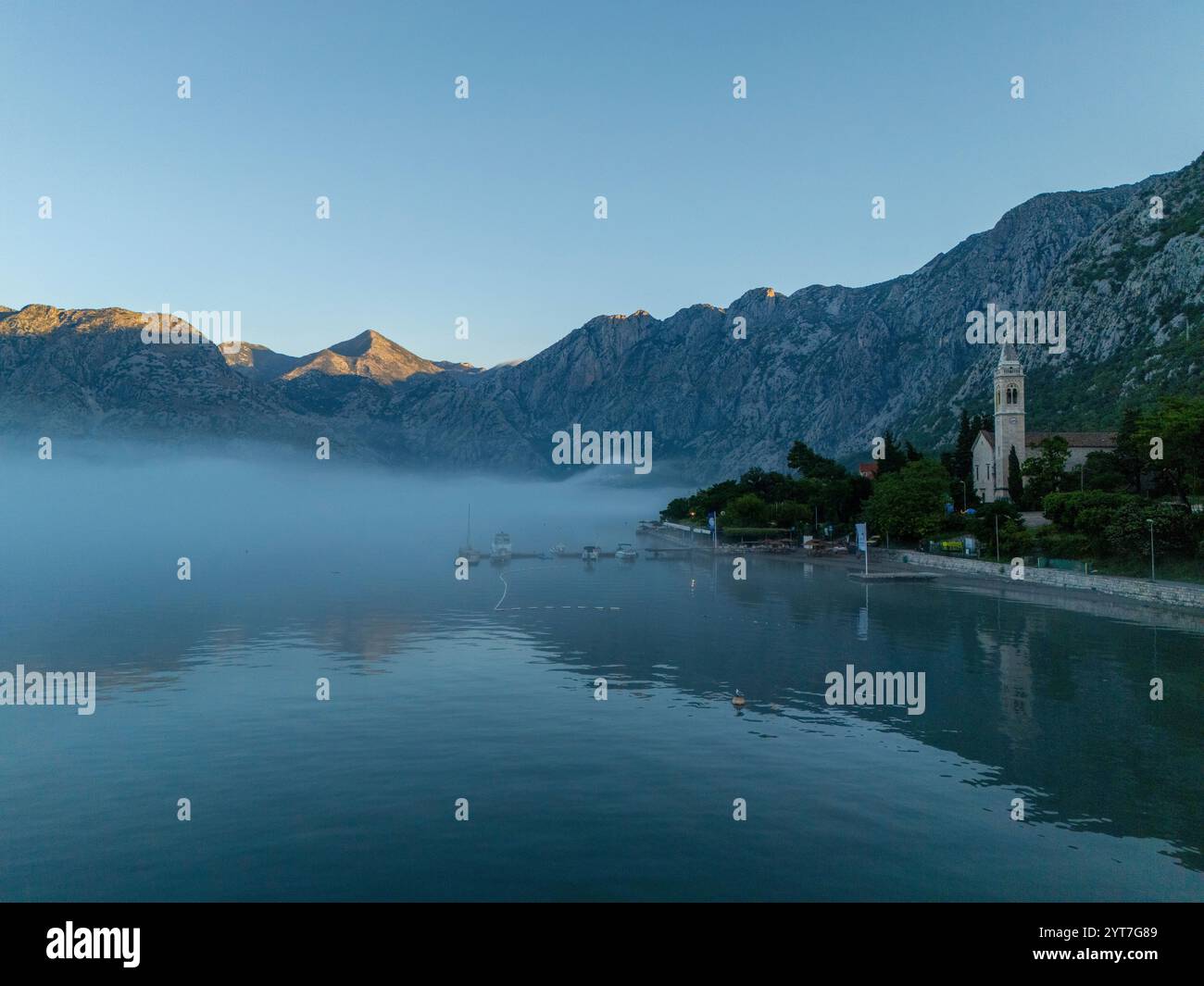 Bay of Kotor, Perast in Montenegro on the Adriatic Sea, sunrise ...