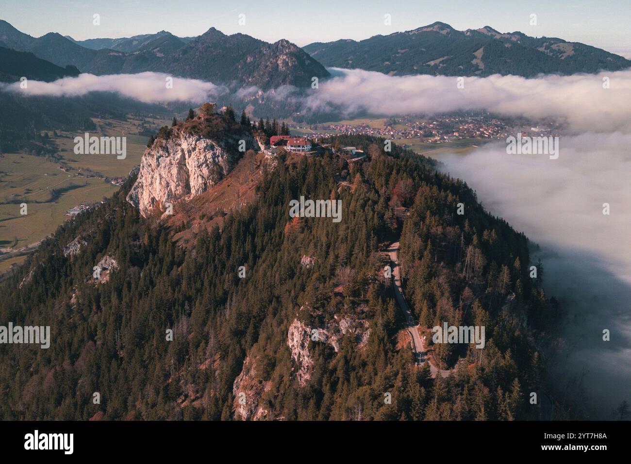 The ruins of Falkenstein Castle near Pfronten in the Allgäu. Surrounded ...