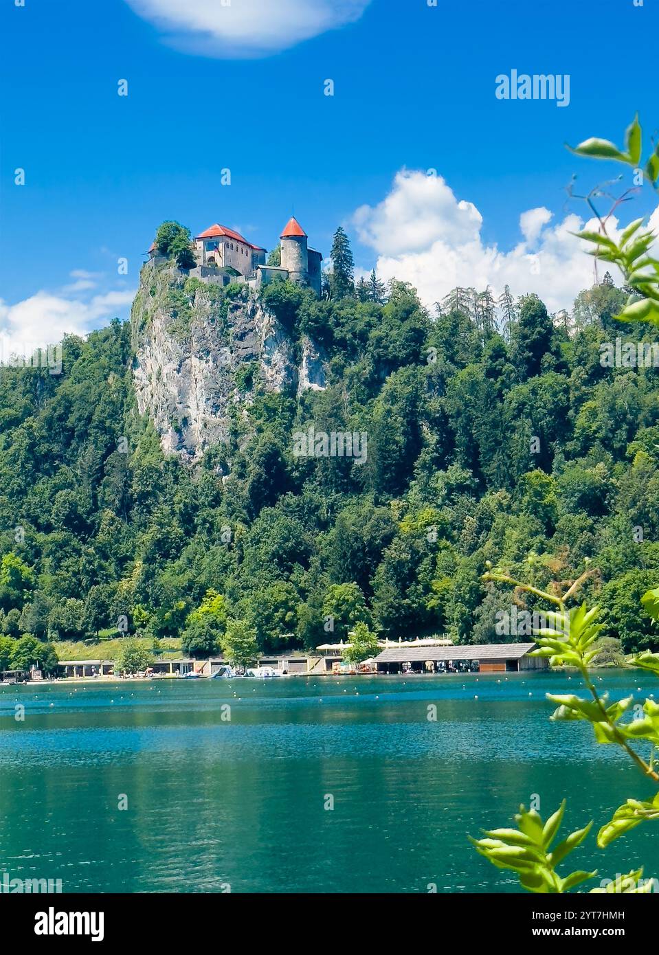 Lake Bled, Slovenia - June 28, 2024: The Castle and museum with its red ...