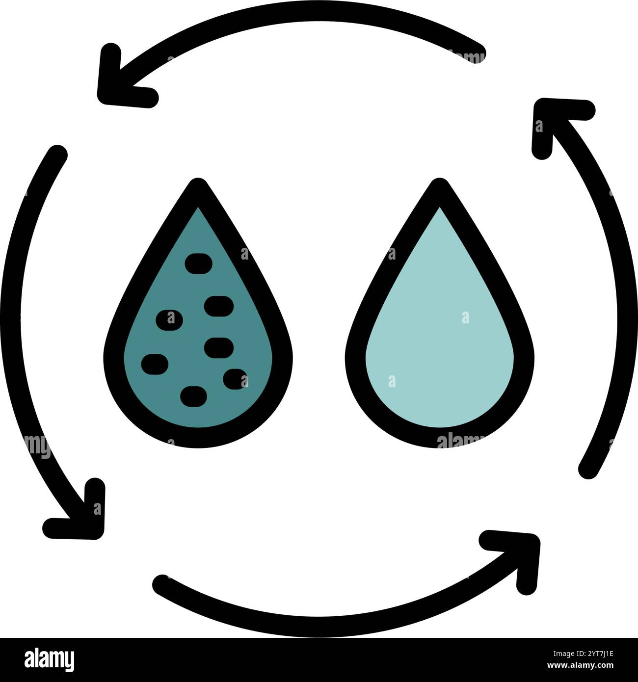 Filter water color icon. Osmosis and desalination. Filtration process ...