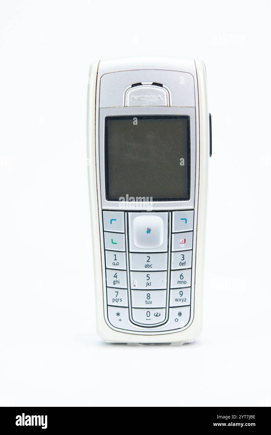 Classic nokia cell phone displaying its keypad, isolated on a white background Stock Photo - Alamy
