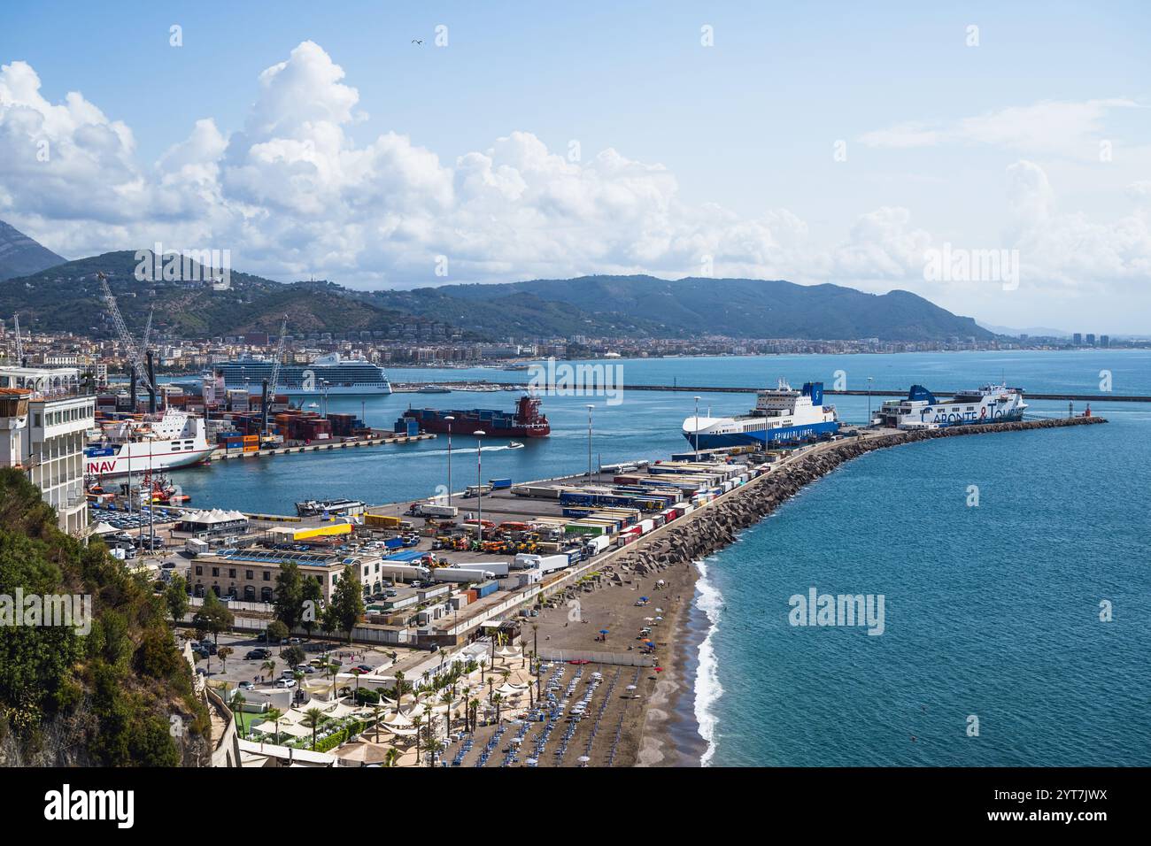 Port in Salerno from Vietri sul Mare, Amalfi Coast, Salerno, Campania ...