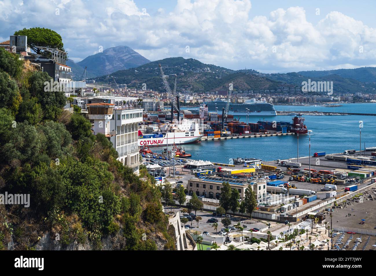 Port in Salerno from Vietri sul Mare, Amalfi Coast, Salerno, Campania ...