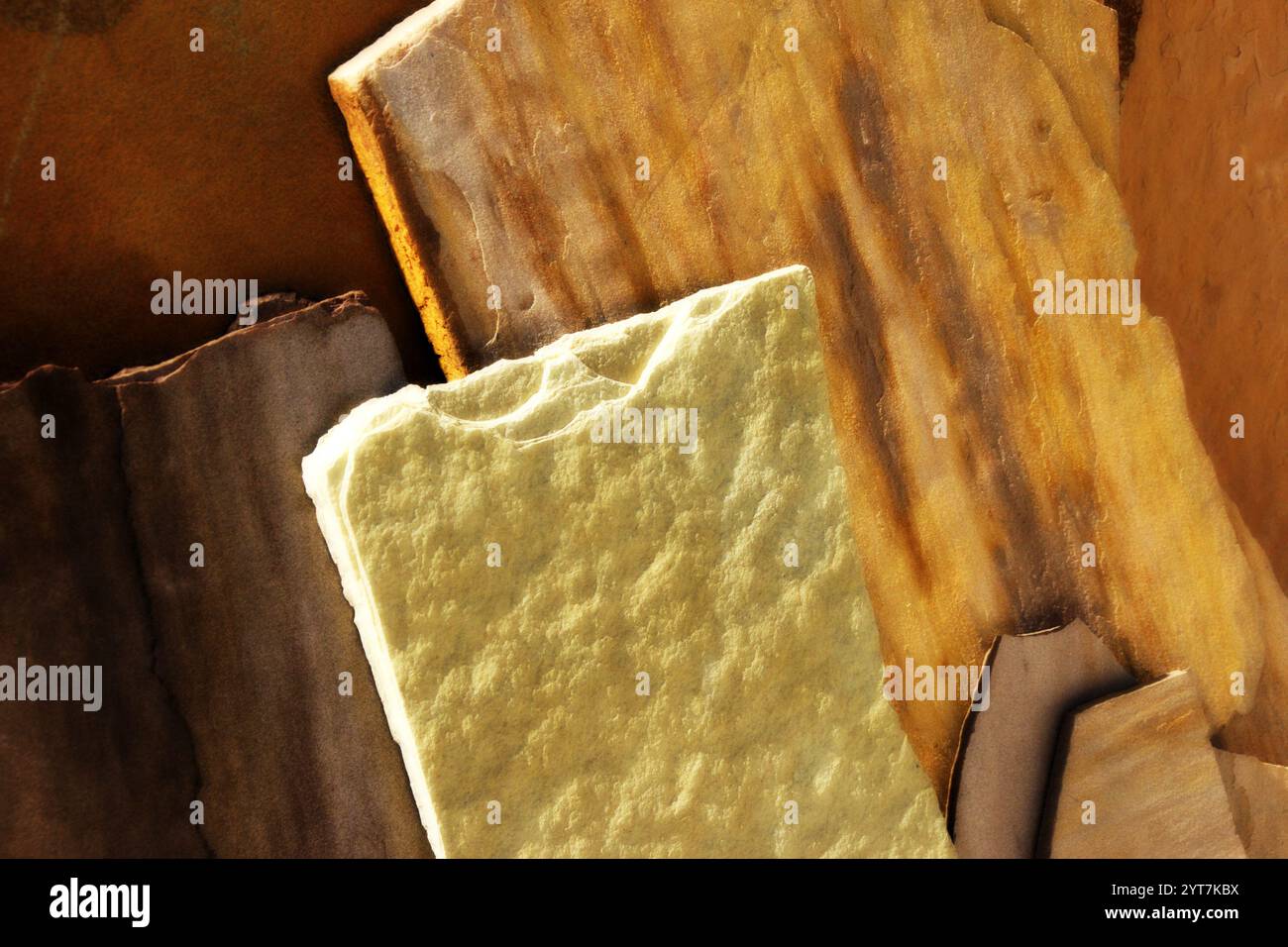 Closeup of colorful rough-cut stone slabs Stock Photo - Alamy
