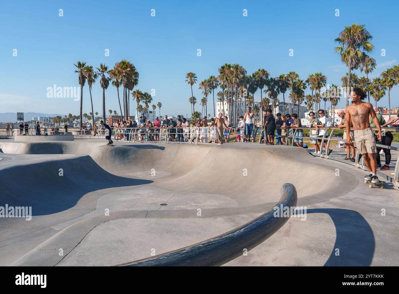 Skateboarders Performing Tricks at Venice Beach Skatepark, Los Angeles ...
