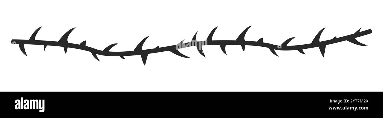 Thorn stem vine plant with spikes simple border y2k creepy branch ...