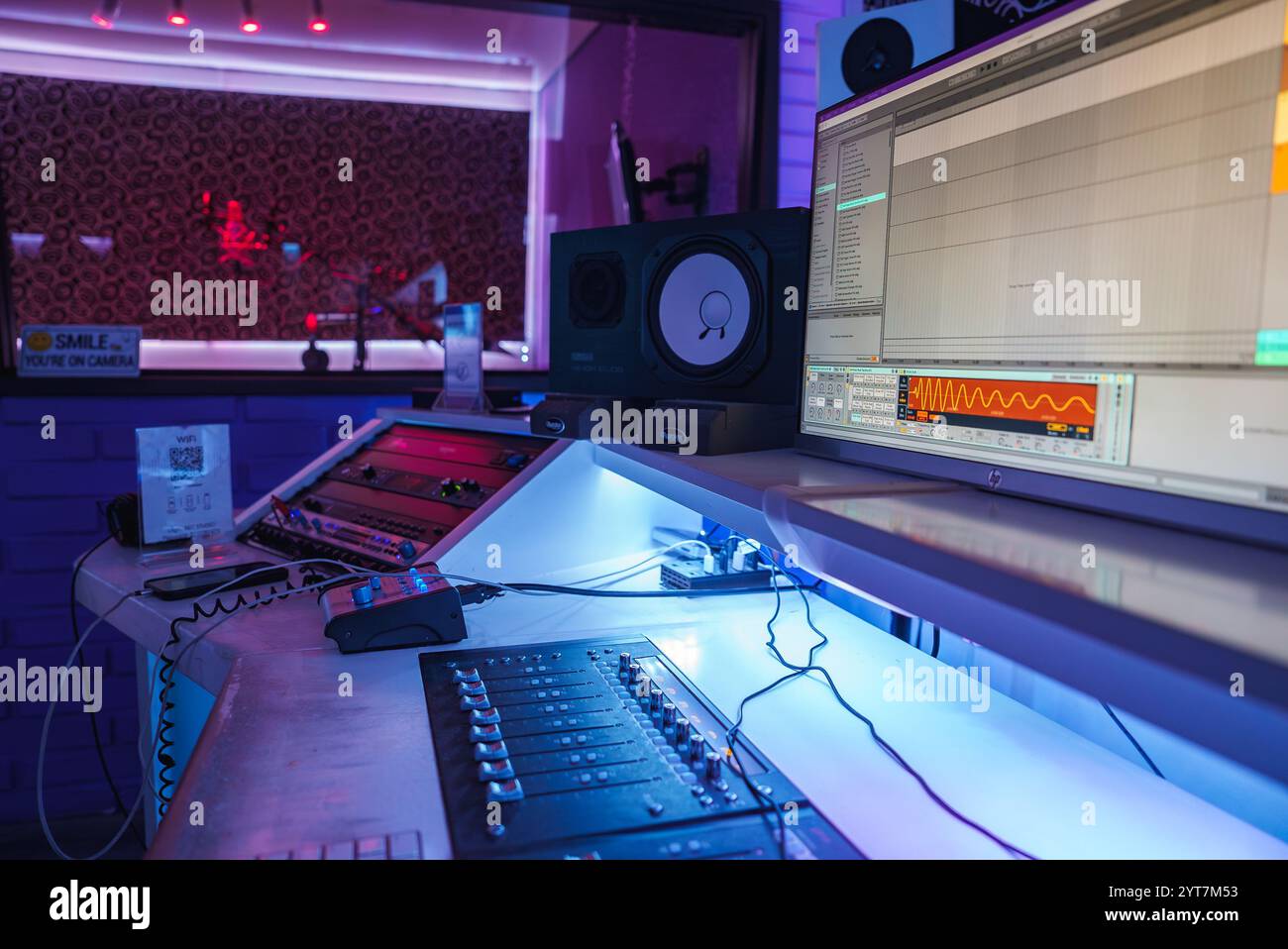 Modern Music Recording Studio with Mixing Console and Computer Setup ...
